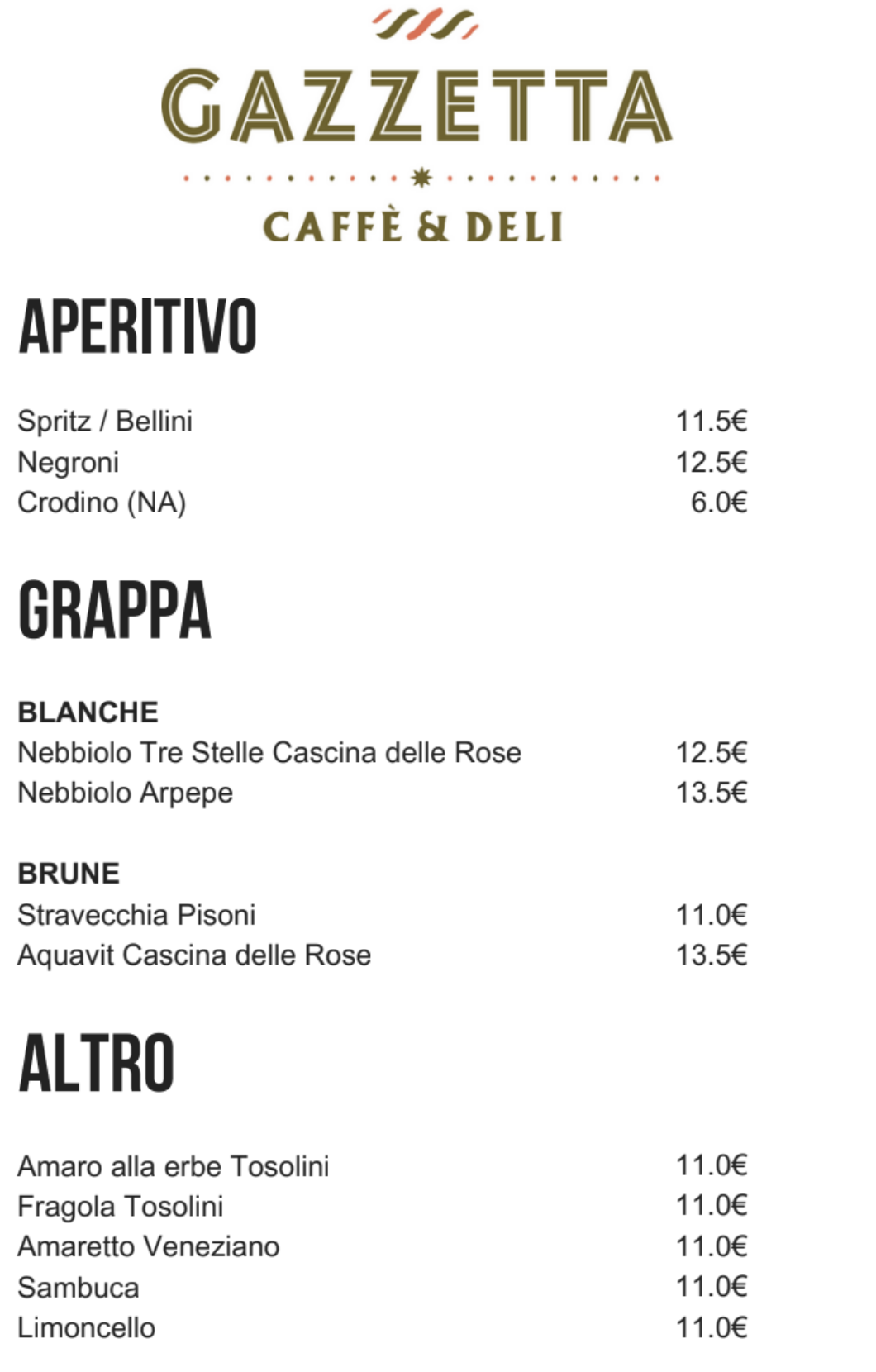 menu | Gazzetta